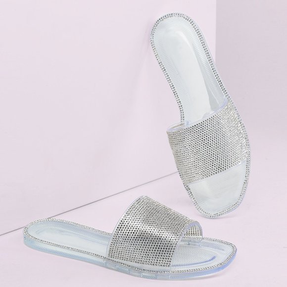 Wild Diva | Shoes | New Transparent Clear Rhinestone Jelly Sandals ...